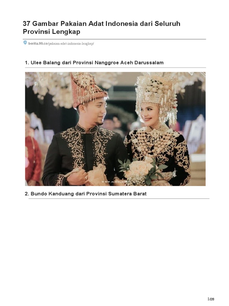 Berita.99.Co-37 Gambar Pakaian Adat Indonesia Dari Seluruh Provinsi Lengkap | PDF