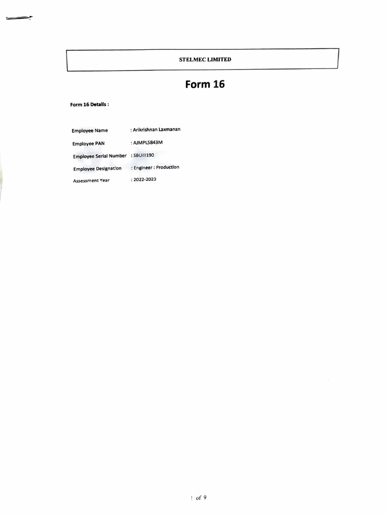 Form 16 | PDF | Tax Deduction | Expense