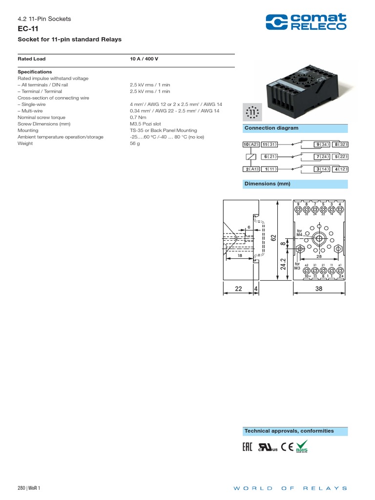 Comat Releco Relay Pin Sockets | PDF | Electrical Connector | Relay