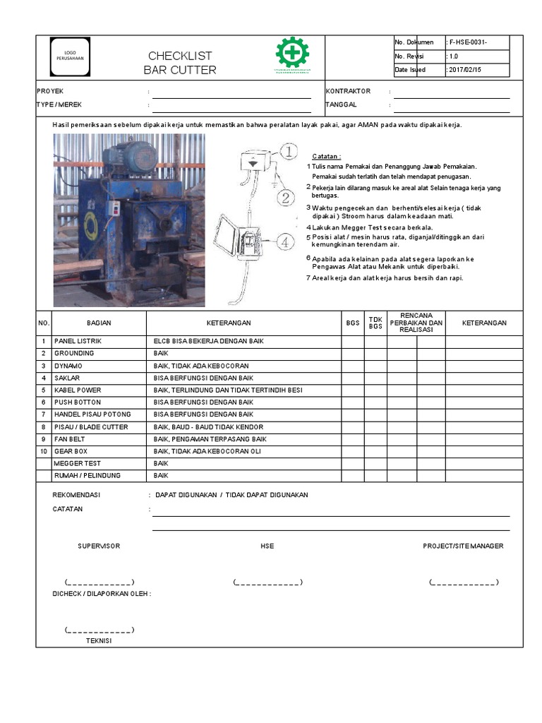 SAFETY INSPECTION OF CUTTING EQUIPMENT | PDF