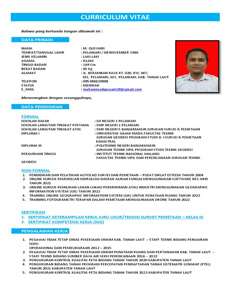 Curriculum Vitae: Data Pribadi | PDF