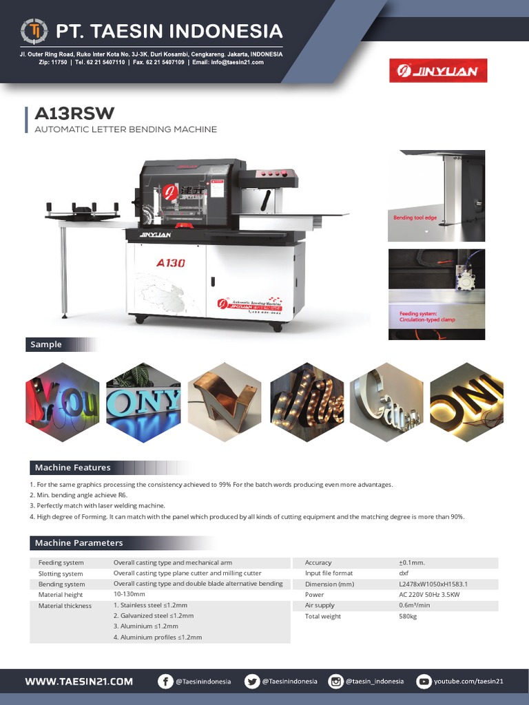 A13RSW - Automatic Letter Bending Machine | PDF