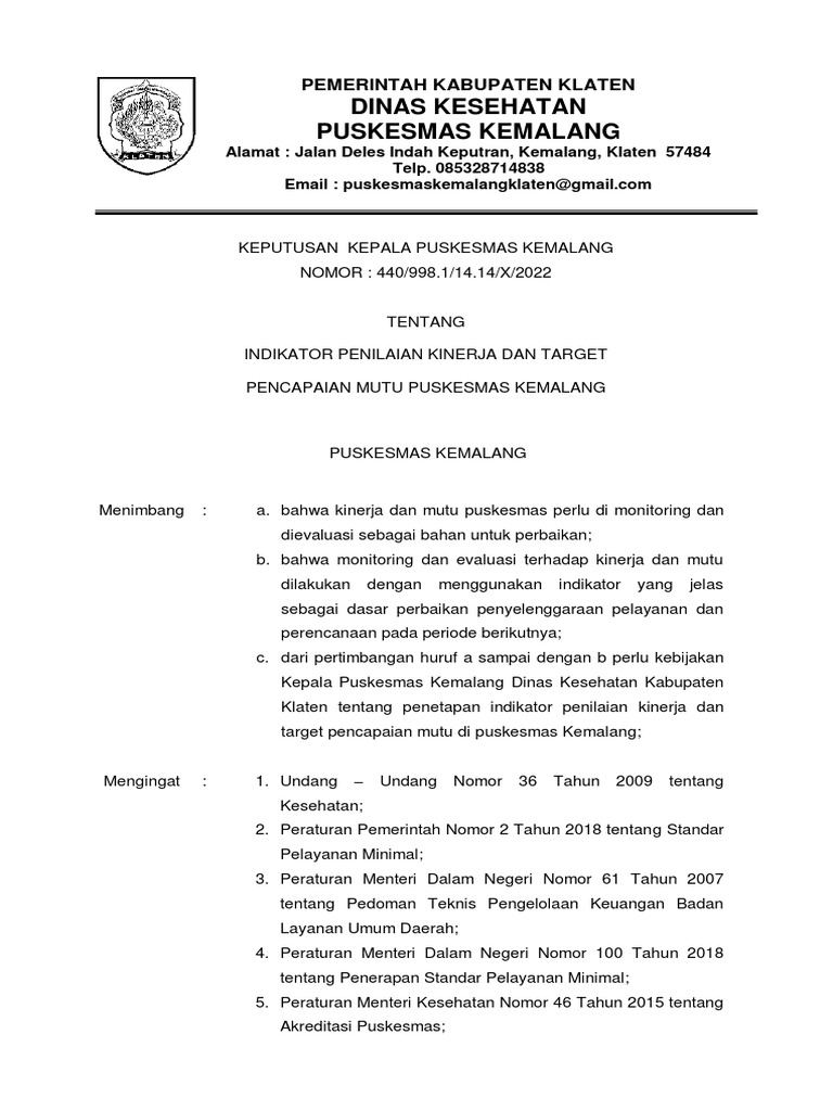 SK PKP Puskesmas | PDF