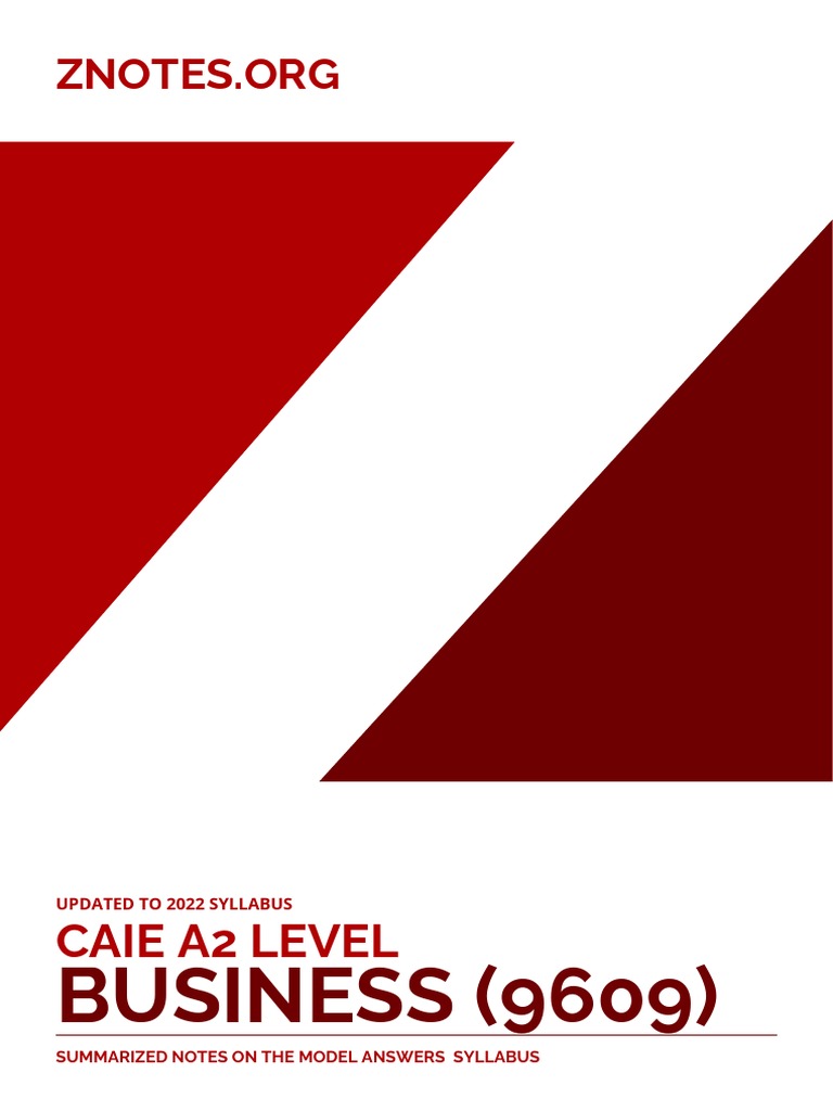 Caie A2 Level Business 9609 Model Answers v1 | PDF | Marketing | Employment