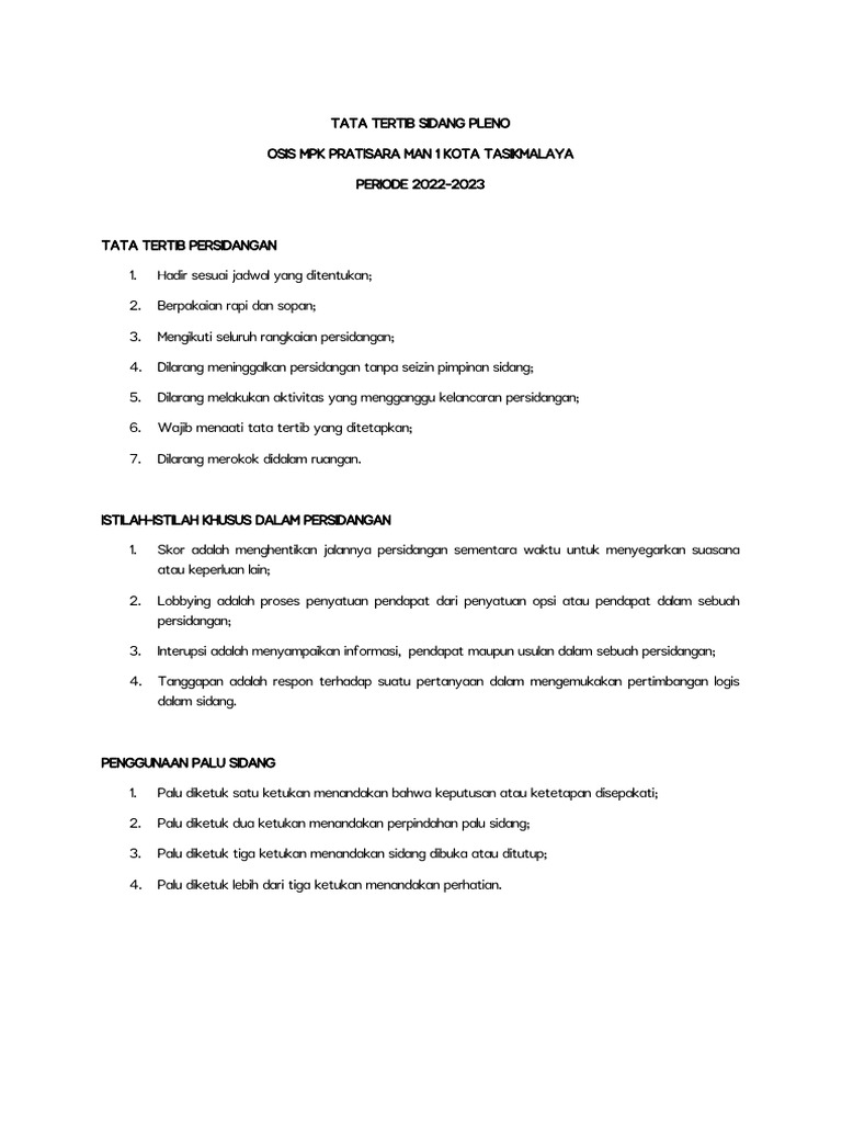 Tata Tertib Sidang | PDF