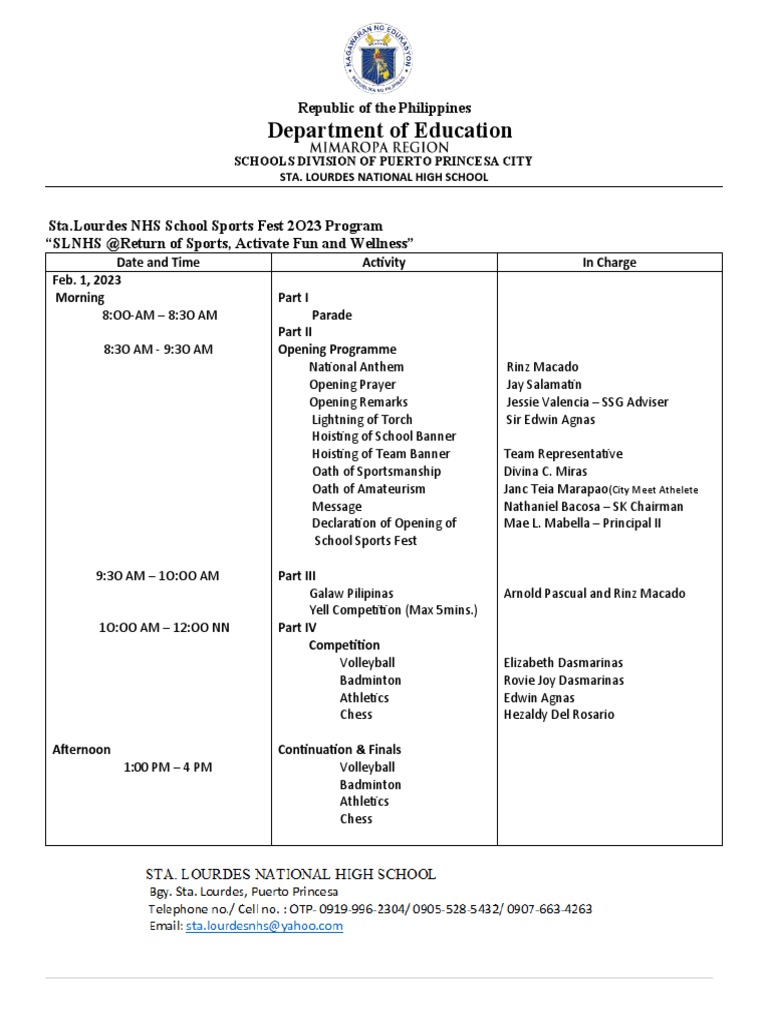 Sportfest Programme | PDF | Sports