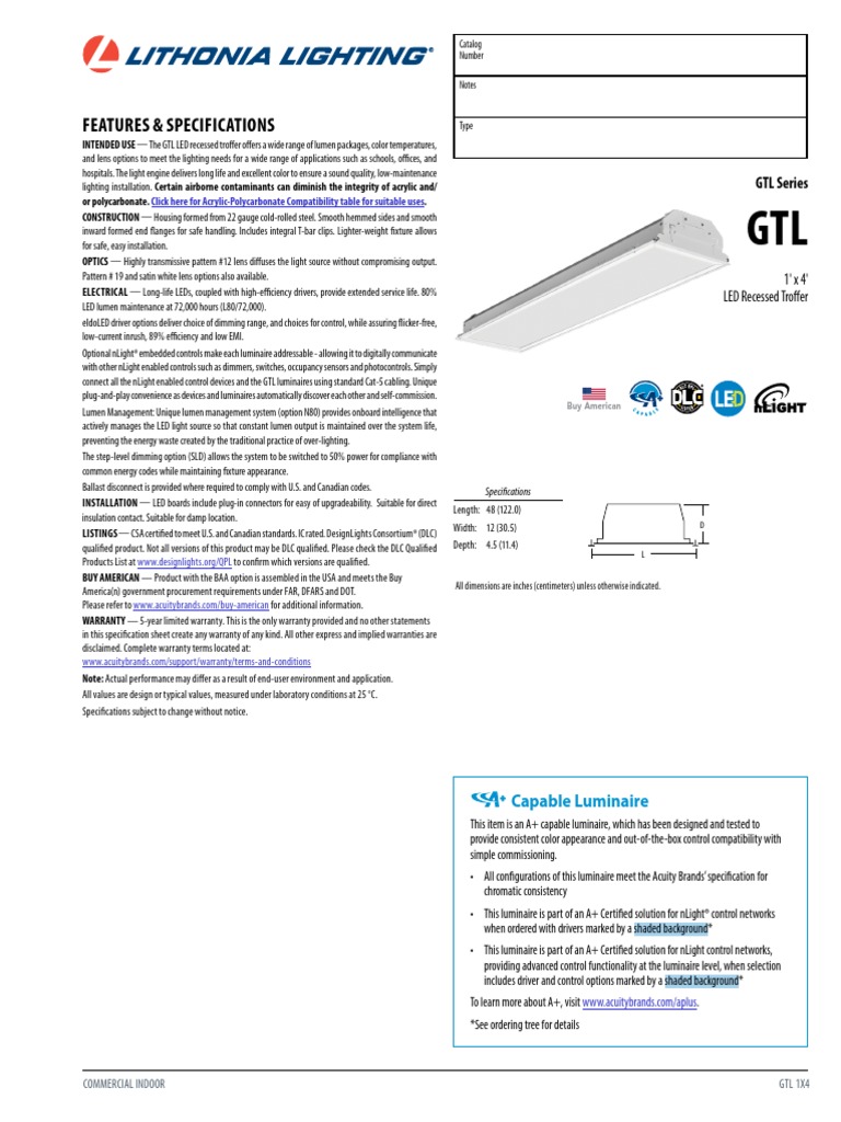 GTL 1x4 | PDF | Lighting | Light Emitting Diode