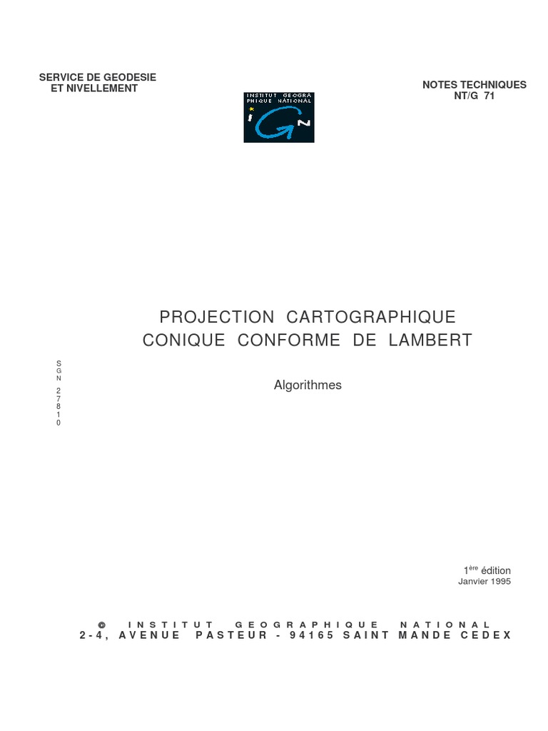 Algorithmes de projection Lambert | PDF | Latitude | Carte