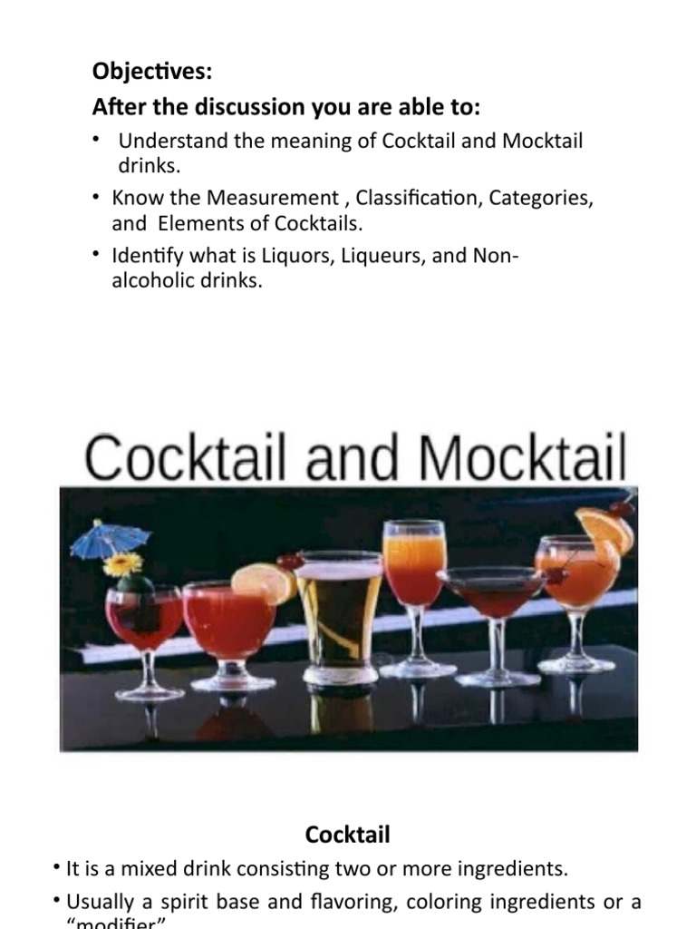 Cocktail, Mocktail, Liquor, Liqueur, Non-Alcoholic | PDF | Cocktails ...