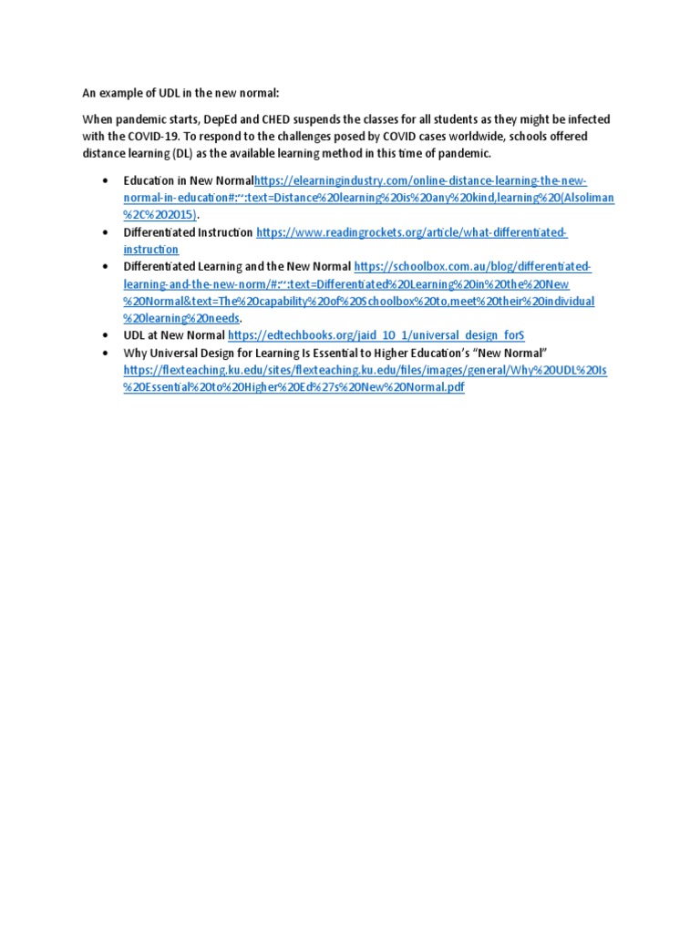 UDL and Online Learning Links | PDF