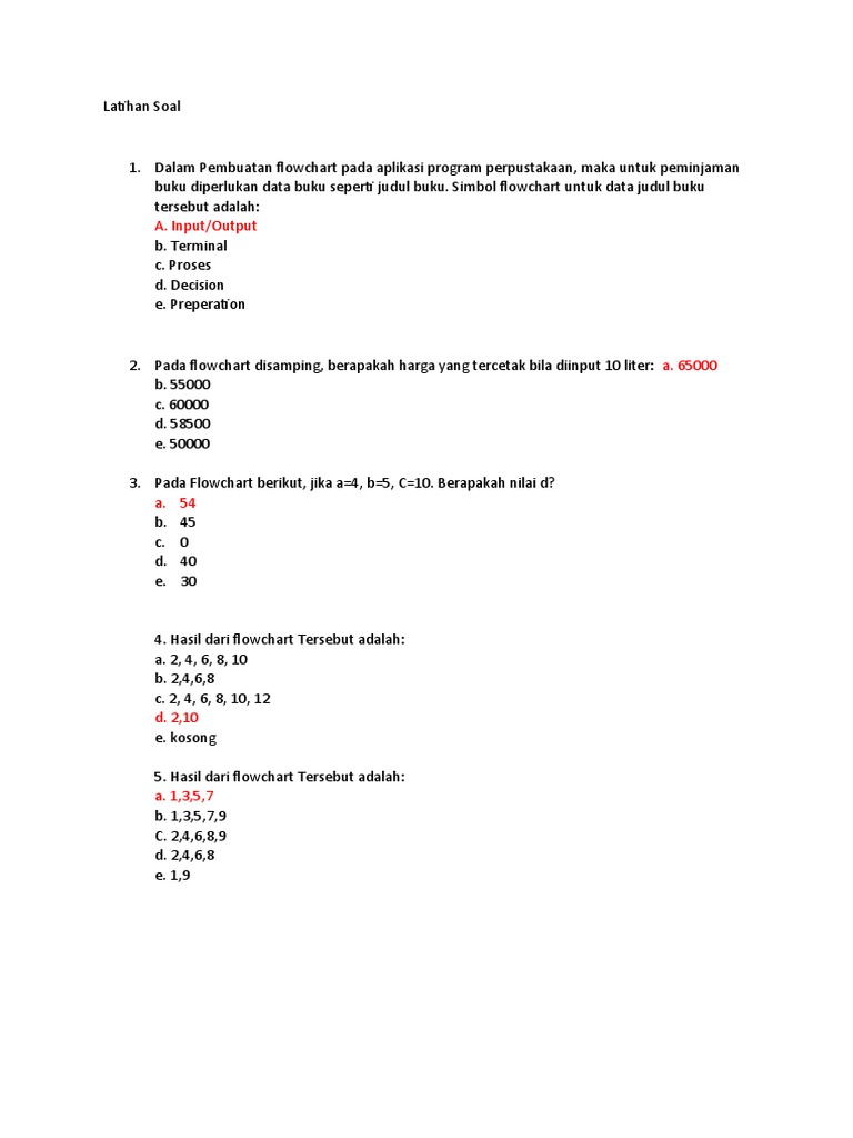 LATIHAN SOAL FLOWCHART DAN ALGORITMA | PDF
