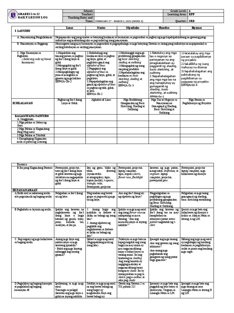 Grade 4 DLL EPP 4 Q3 Week 3 | PDF