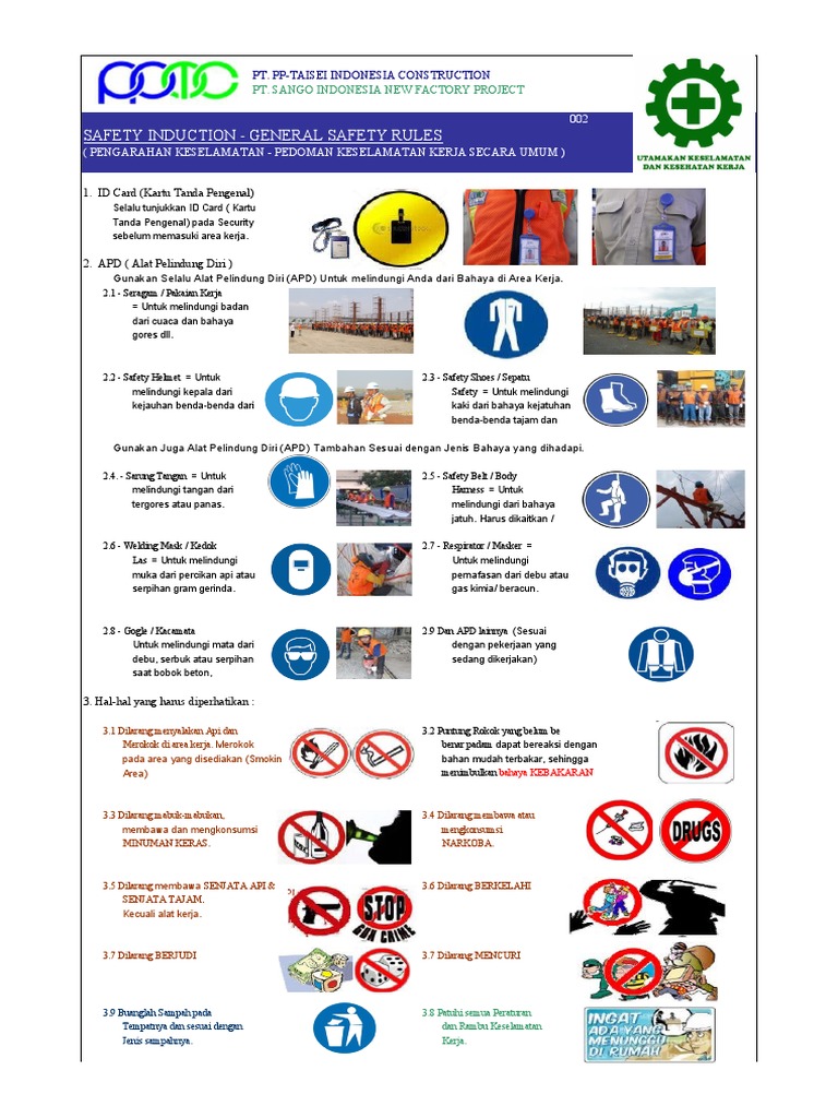 Safety Induction General Safety Rules | PDF