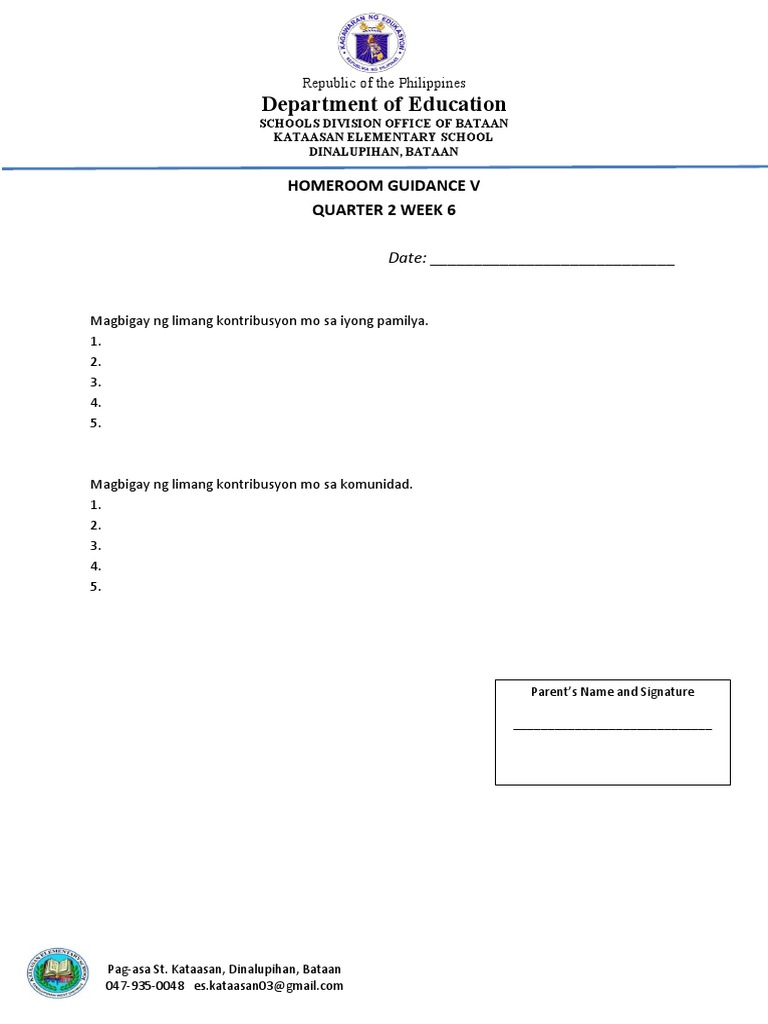 Department of Education: Homeroom Guidance V Quarter 2 Week 6 | PDF