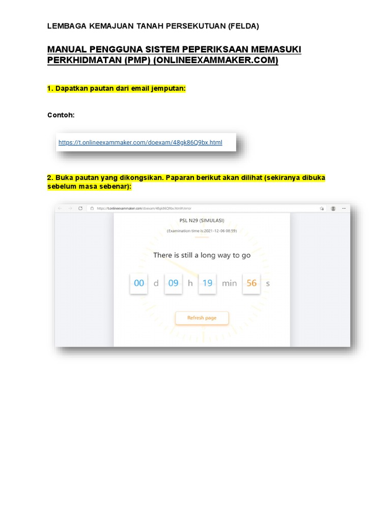 Manual Pengguna Peperiksaan Online Felda (Onlineexammaker) | PDF