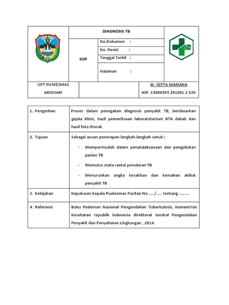 Sop Diagnosis TB | PDF | Pengembangan Diri | Kesehatan Holistik