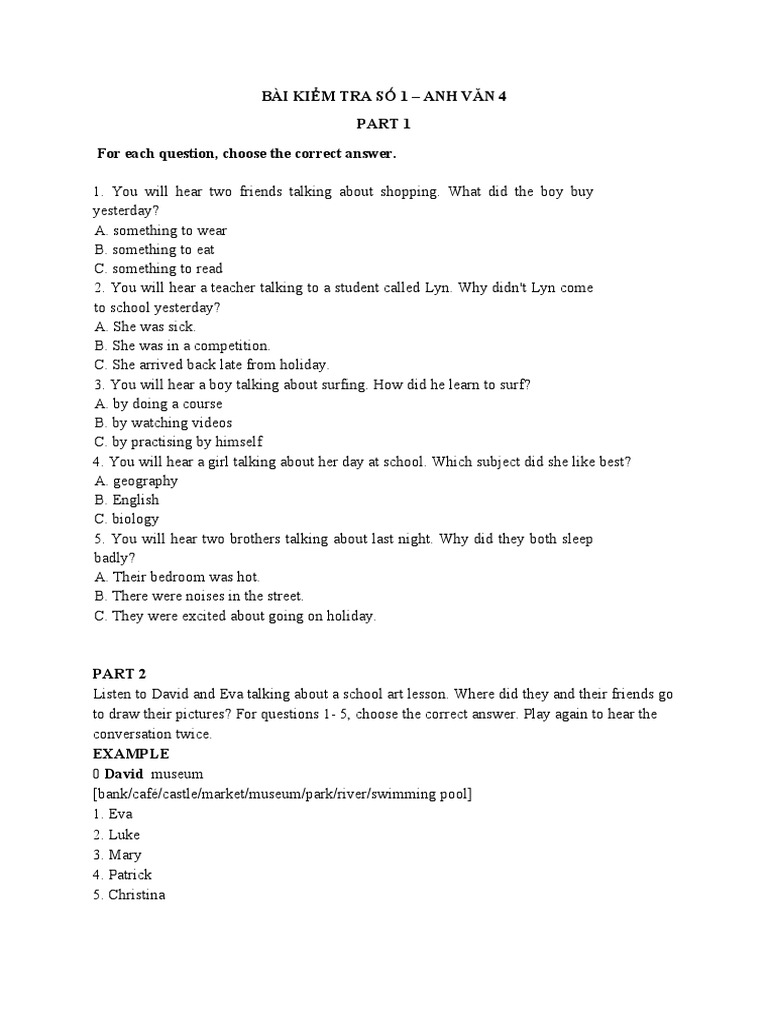 BÀI KIỂM TRA SỐ 1 - AV4 | PDF | Toronto