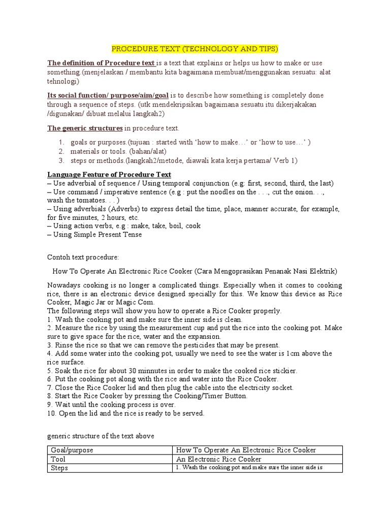 PROCEDURE TEXT Kls Xii Materi Dan Latihan Soal | PDF | Rice | Water