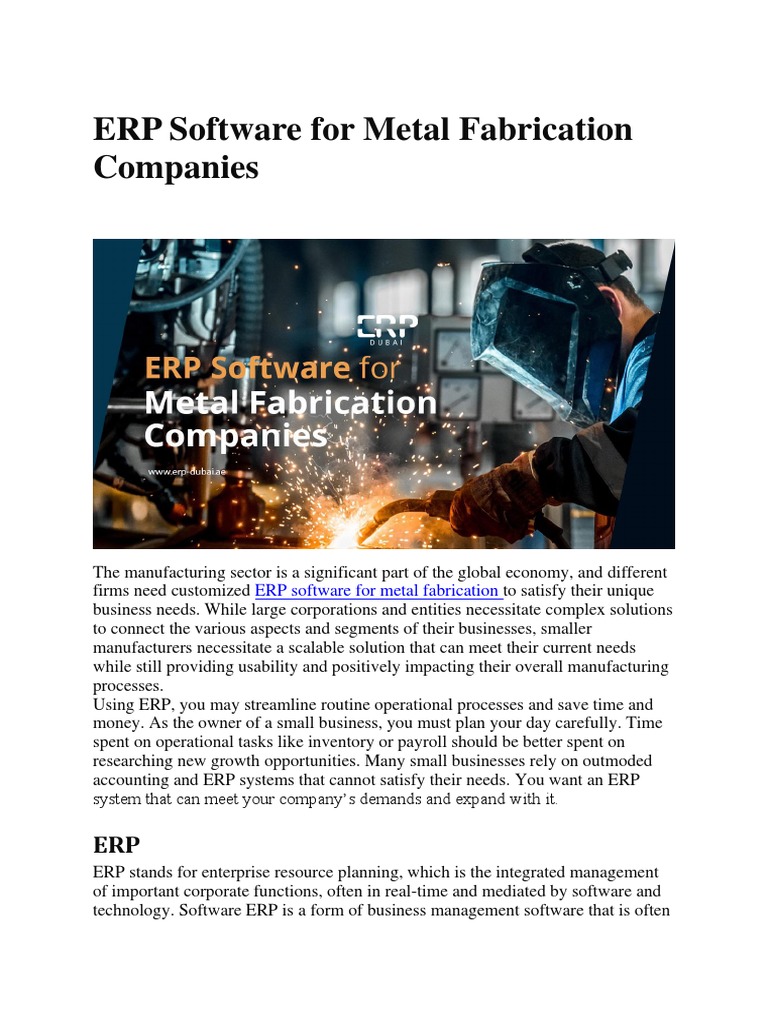 ERP Solutions for Metal Fabrication Firms | PDF | Enterprise Resource ...