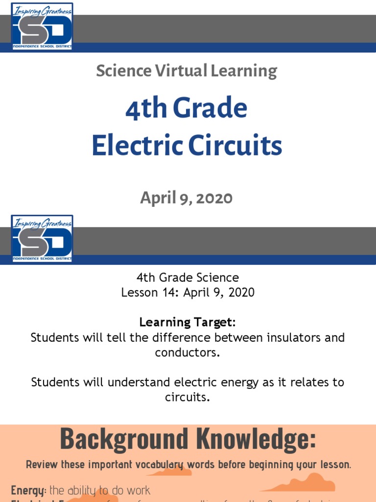 4th Grade Electric Circuits Lesson | PDF | Electricity | Electron