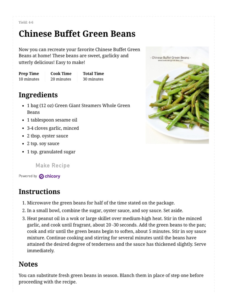 Homemade Chinese Buffet Green Beans | PDF