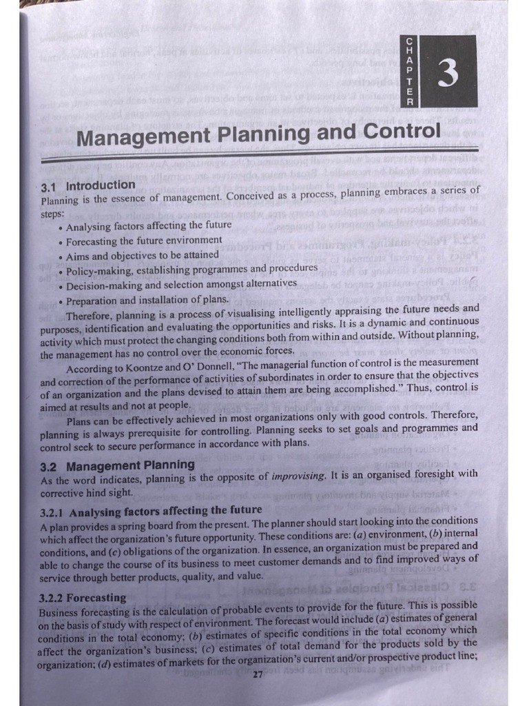 Management Planning and Control. | PDF