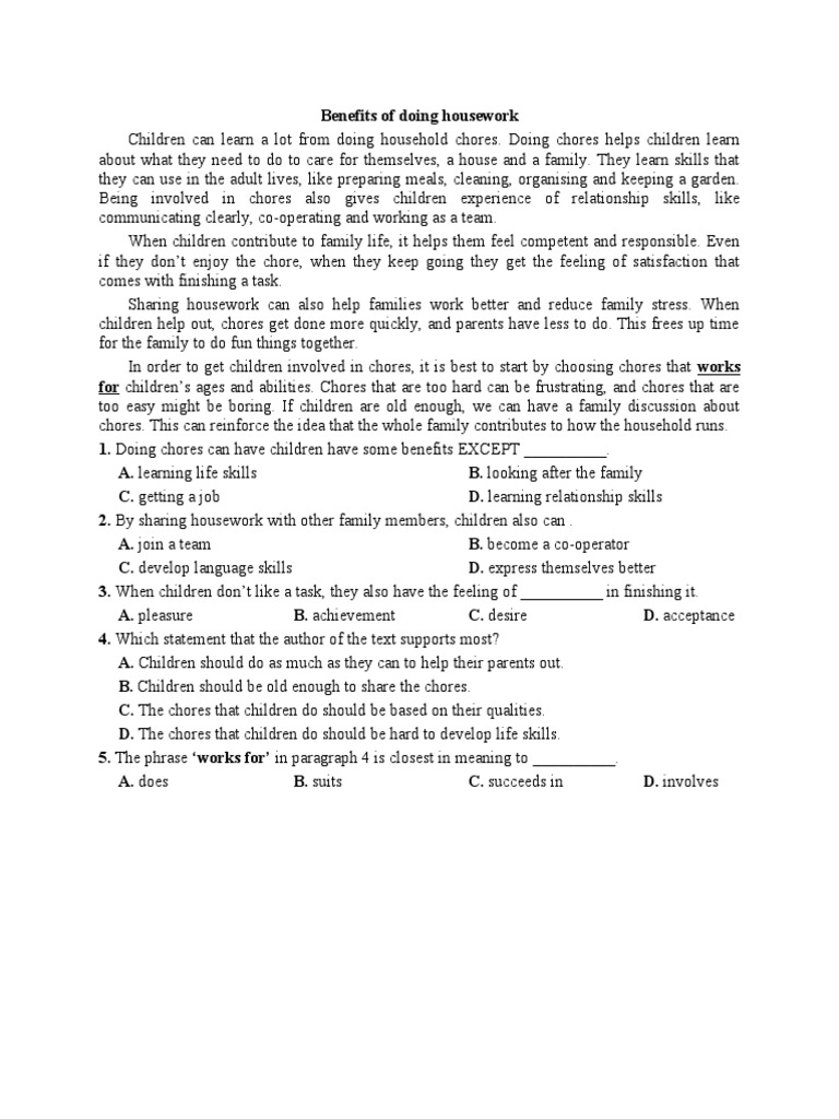 Benefits of Doing Housework | PDF | Feeling | Cognitive Science