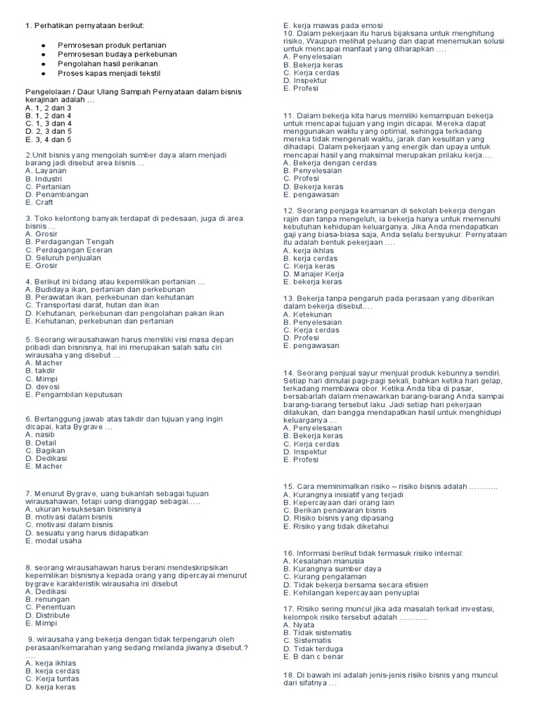 Pemrosesan dan Risiko dalam Bisnis Pertanian | PDF