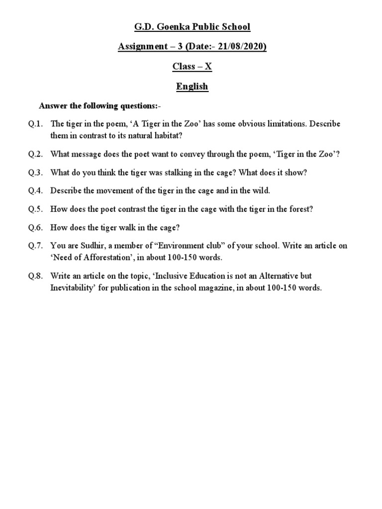 Assignment 3 Class X | PDF