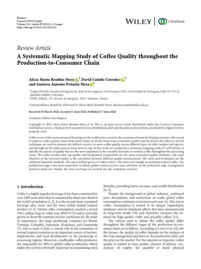 A Systematic Mapping Study of Coffee Quality Throughout The Production ...