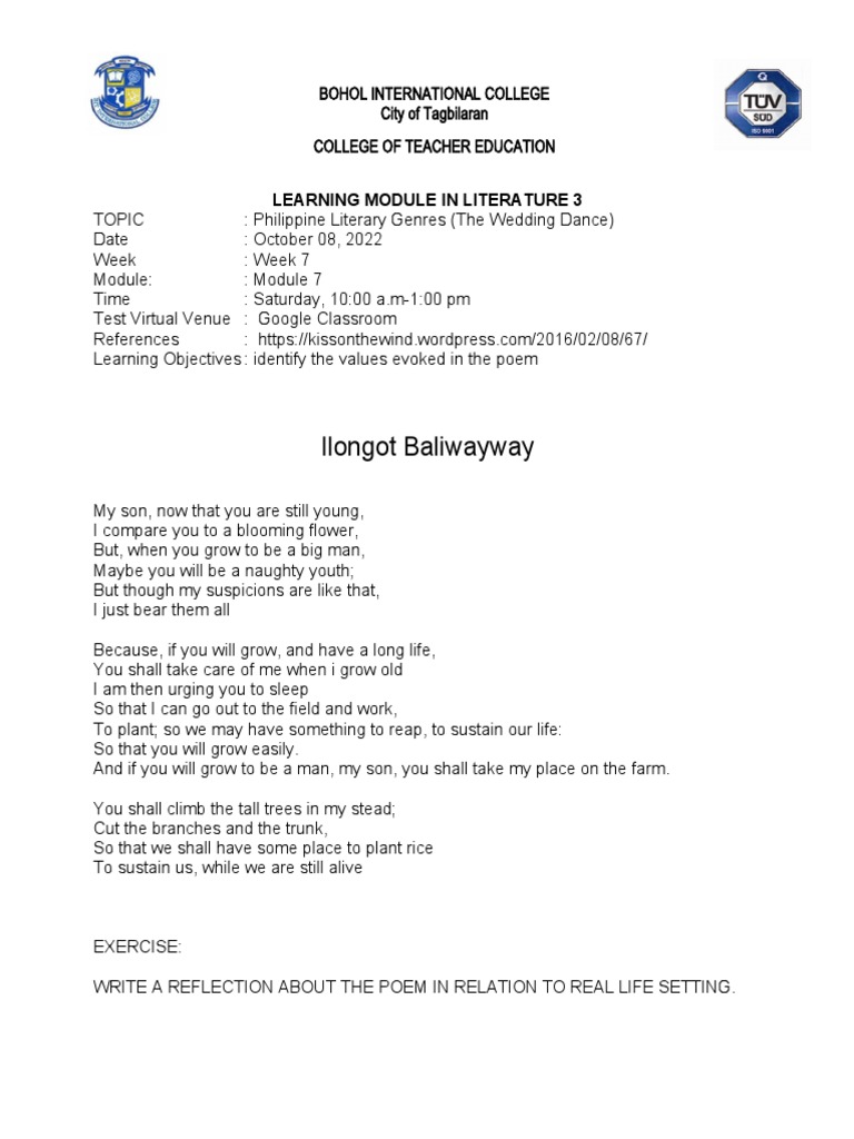 Lit3 Module 7 Baliwayway | PDF