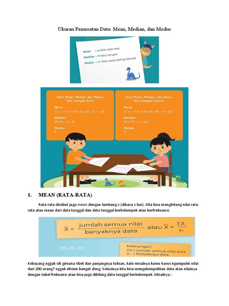 Ukuran Pemusatan Data (MEAN MEDIAN MODUS) | PDF Ukuran Pemusatan Data (MEAN MEDIAN MODUS) | PDF