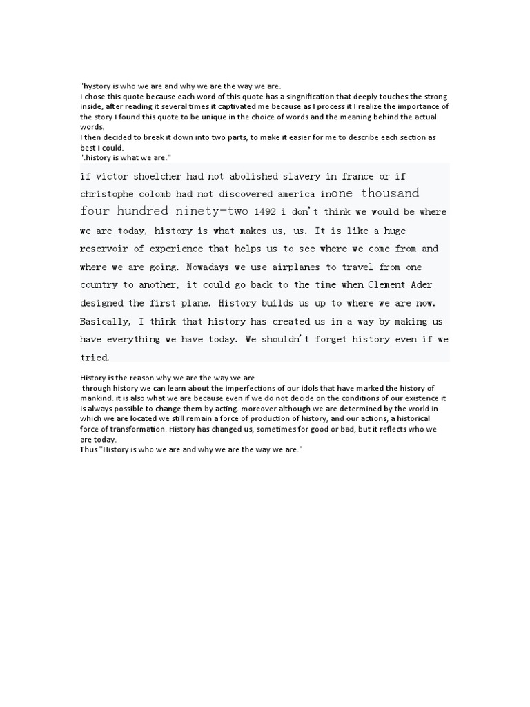 The Significance of History in Identity | PDF