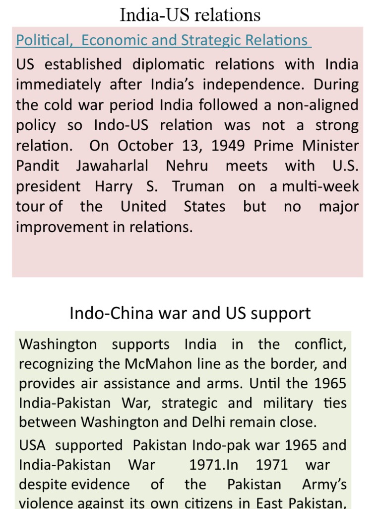 India-US Relations: A Historical Overview | PDF | Diplomacy | Foreign ...