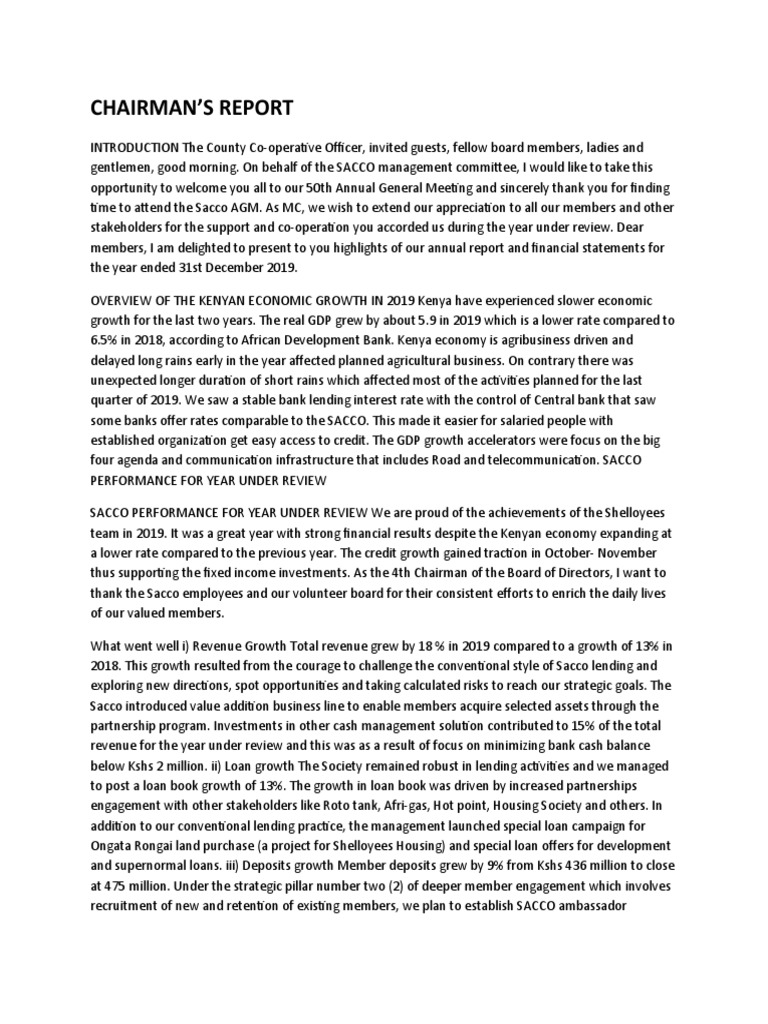 Chairman's Report | Download Free PDF | Governance | Credit Union