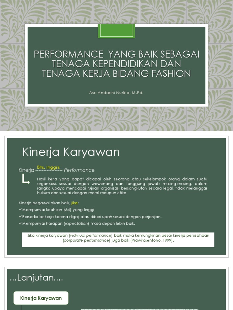 Kinerja Optimal Tenaga Pendidik dan Fashion | PDF