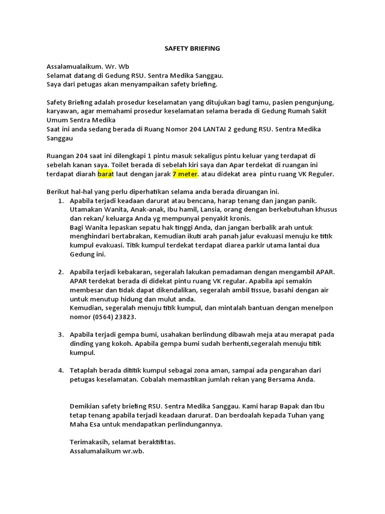 Safety Briefing | PDF