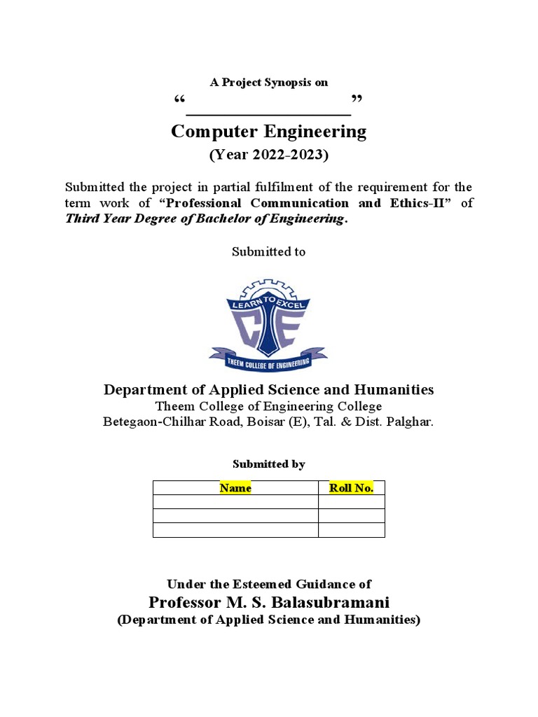 Technical Paper Writing Cover and Front Pages | PDF | Science
