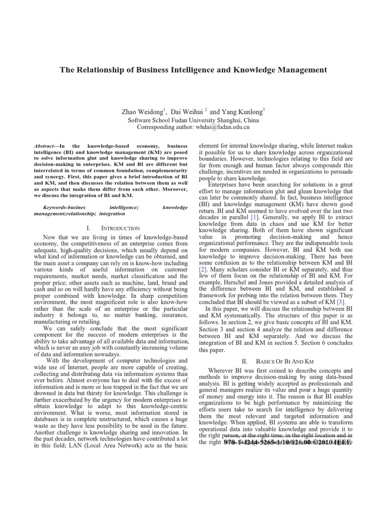 The Relationship of Business Intelligence and Knowledge Management ...