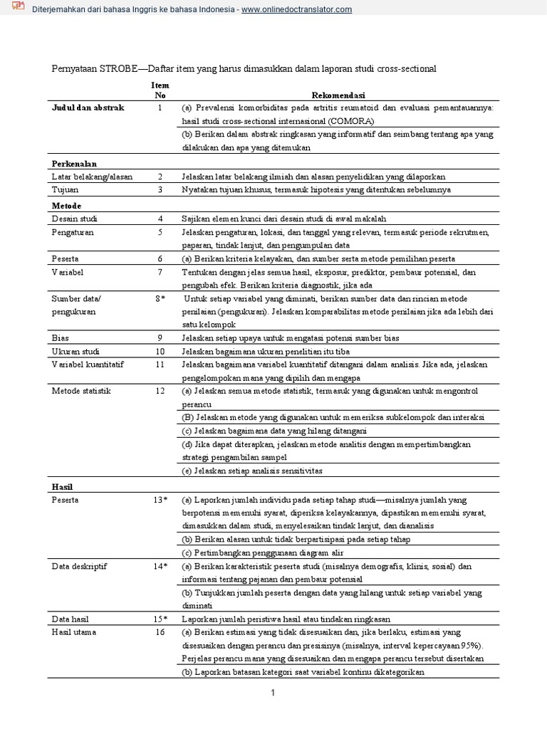 STROBE Checklist v4 Cross Sectional - En.id | PDF