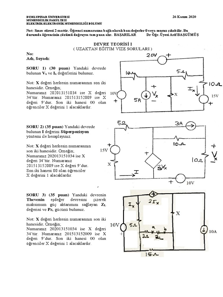 Devre Teorisi I Vize | PDF