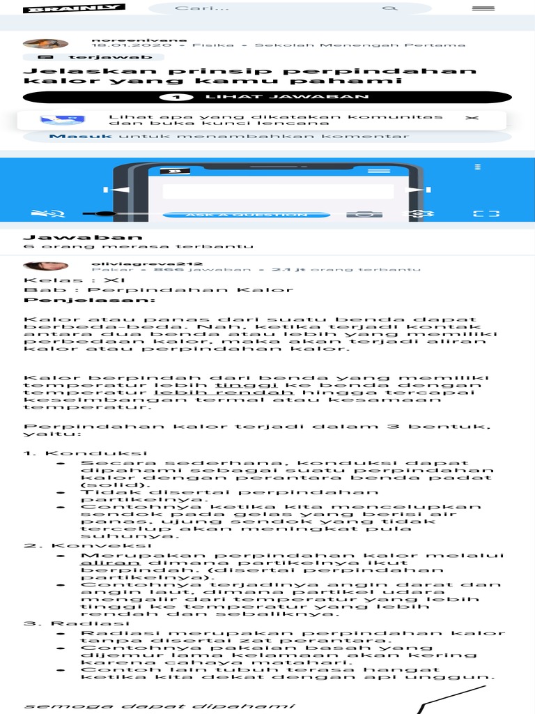 Jelaskan Prinsip Perpindahan Kalor Yang Kamu Pahami - Brainly - Co.id | PDF
