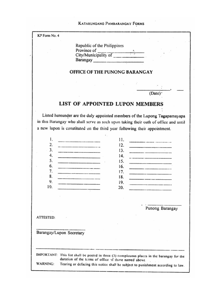 4 List of Appointed Lupon Members | PDF