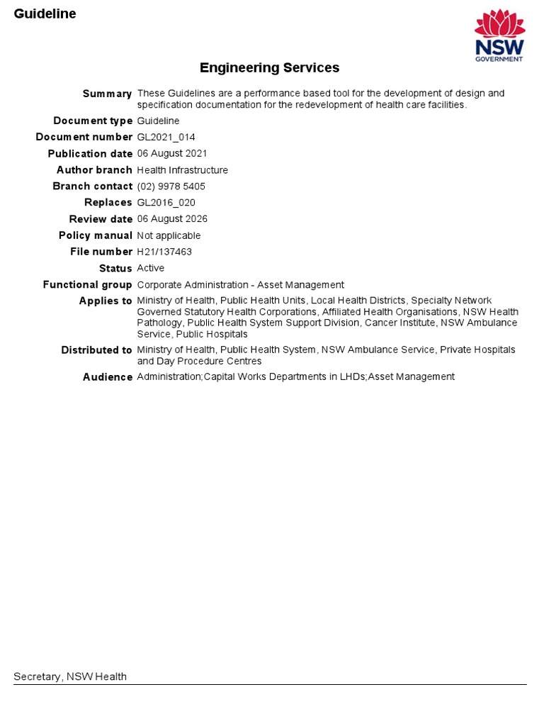 NSW Health Engineering Services | PDF | Engineering | Building ...