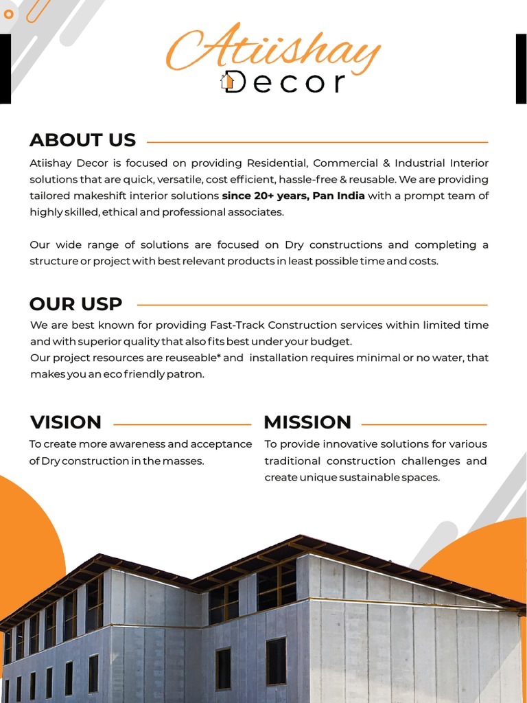 Atiishay Decor Company Profile PDF | PDF | Drywall | Ceiling