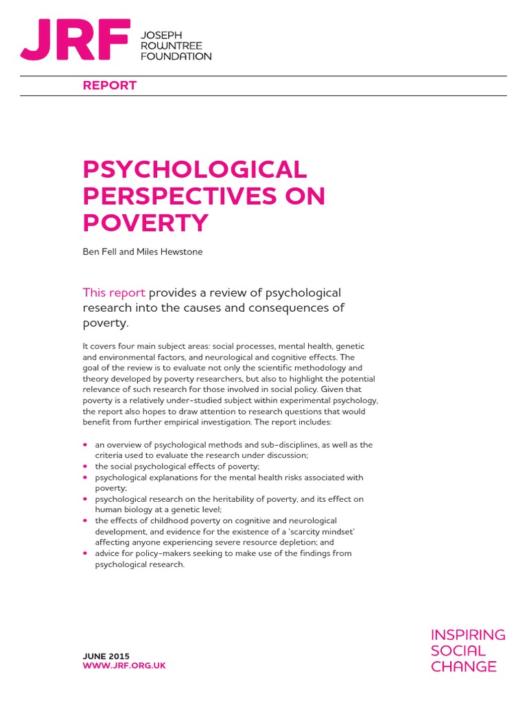 Psychological Perspectives Poverty Full - 0 | PDF | Stereotypes ...