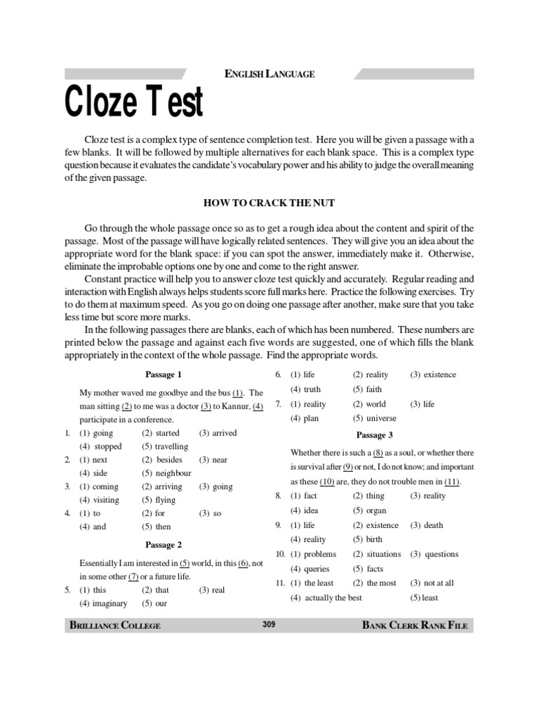 Cloze Test | Languages