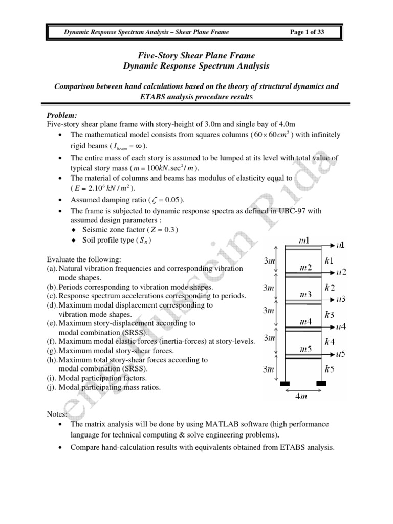 Dynamic Analysis of Shear Frame | PDF | Normal Mode | Eigenvalues And ...