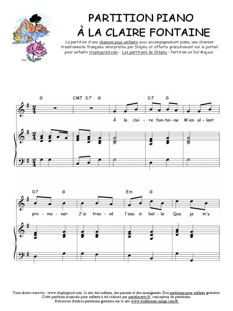 Partition Piano A La Claire Fontaine | PDF