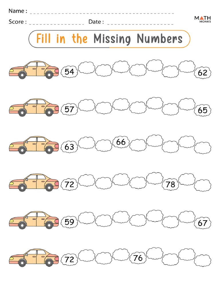 Fill in The Missing Numbers | PDF